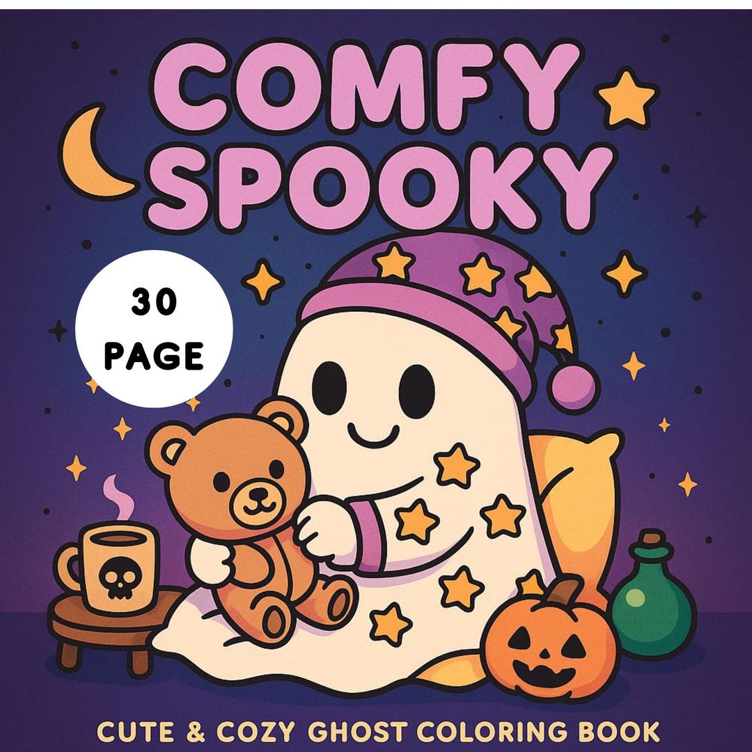 Kawaii Ghost Coloring Book – 30 Spooky Halloween Pages (digital ...