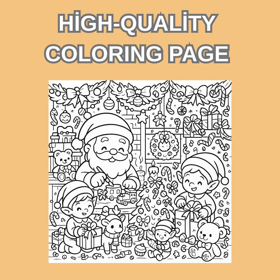 Cozy Kawaii Christmas Coloring Book | Easy Bold Line Coloring Pages for ...