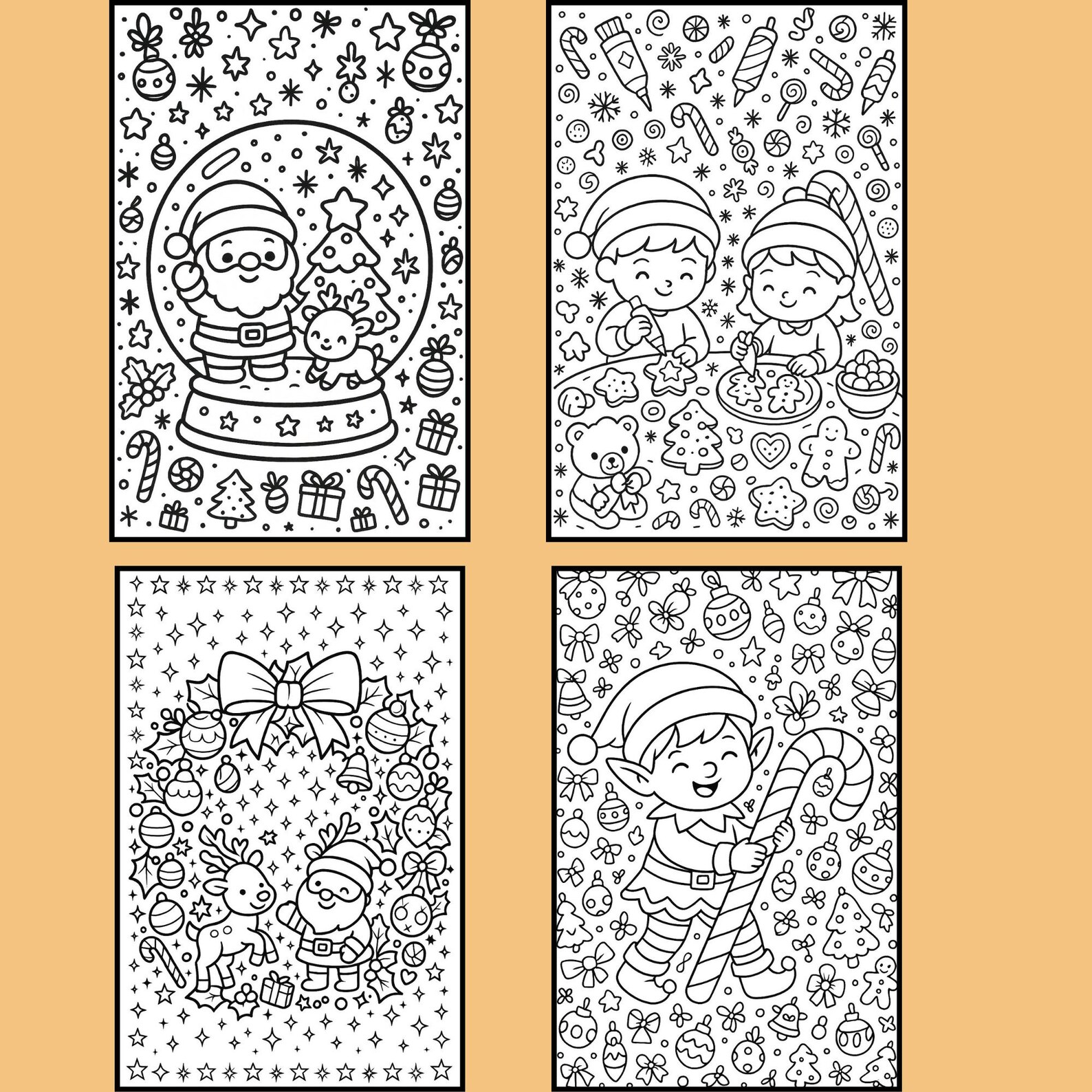 Cozy Kawaii Christmas Coloring Book • 30 Decorated Pages • Cute Holiday ...