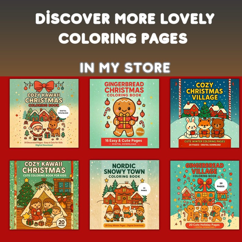 Cozy Hygge Christmas Animals Coloring Book |cute Kawaii Holiday ...