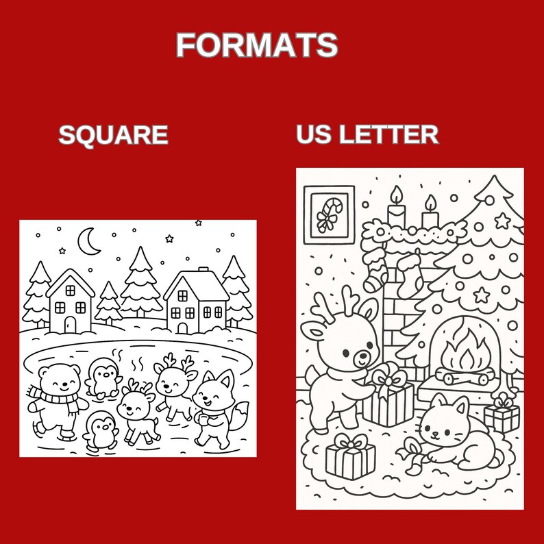 Cozy Hygge Christmas Animals Coloring Book |cute Kawaii Holiday ...