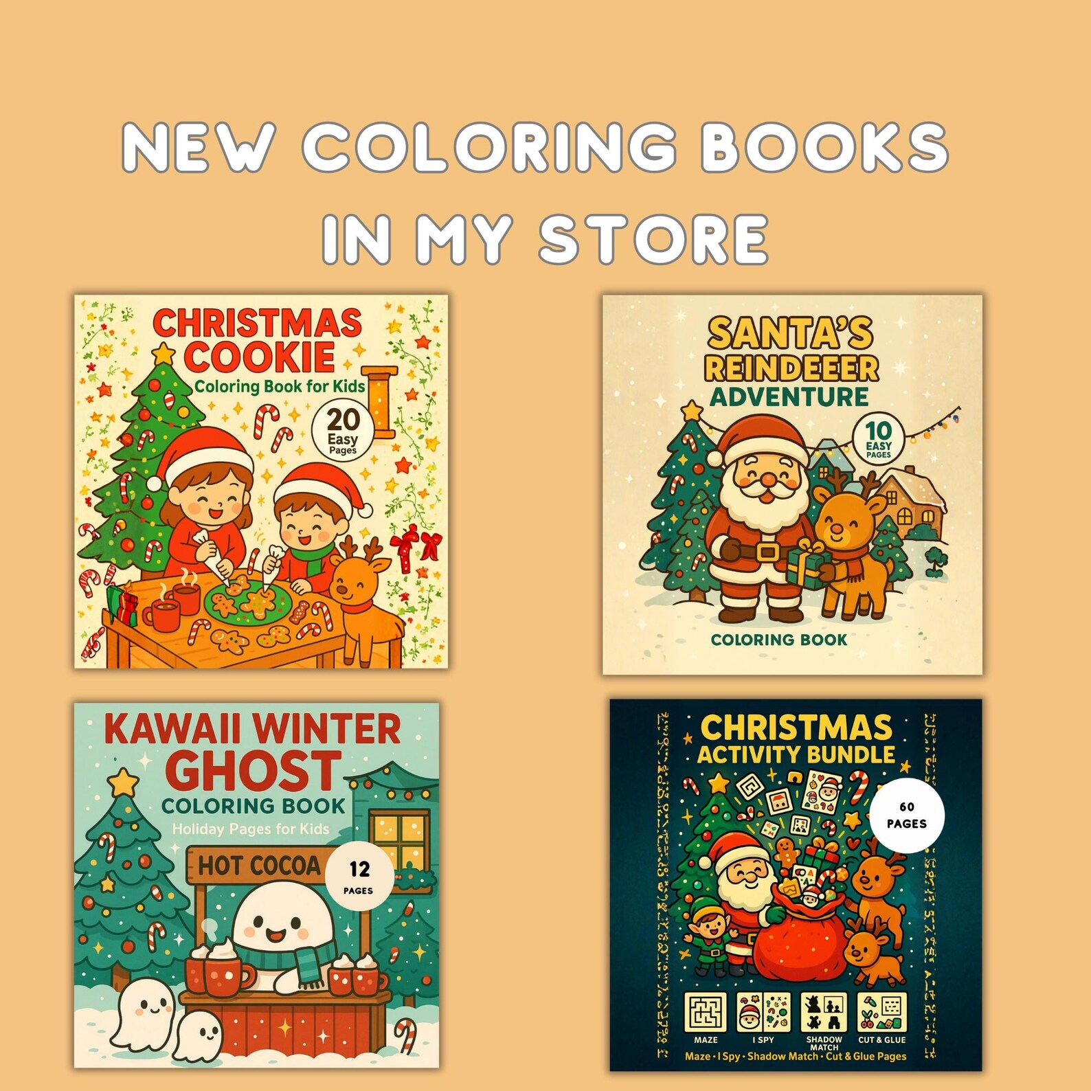 Cozy Kawaii Christmas Coloring Book • 30 Decorated Pages • Cute Holiday ...
