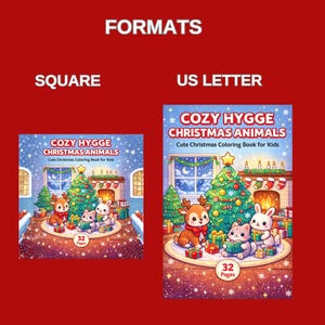 Cozy Hygge Christmas Animals Coloring Book |cute Kawaii Holiday ...