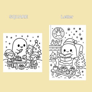 Christmas Ghost Coloring Book for Kids | Cute Kawaii Holiday Coloring ...