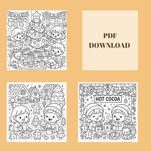 Cozy Kawaii Christmas Coloring Book | Easy Bold Line Coloring Pages for ...