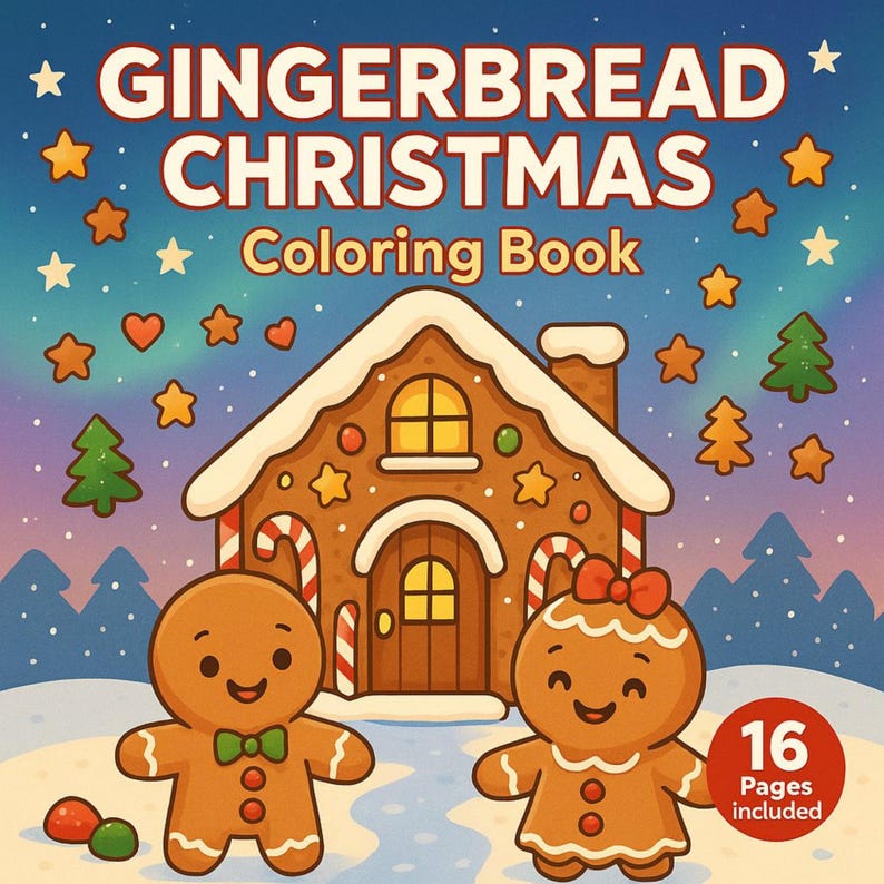 Gingerbread Christmas Coloring Pages | Cute Holiday Cookie Shop | Easy ...