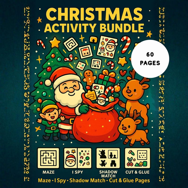 Christmas Mega Activity Book | 60 Pages | Coloring, Tracing, Mazes, | I ...