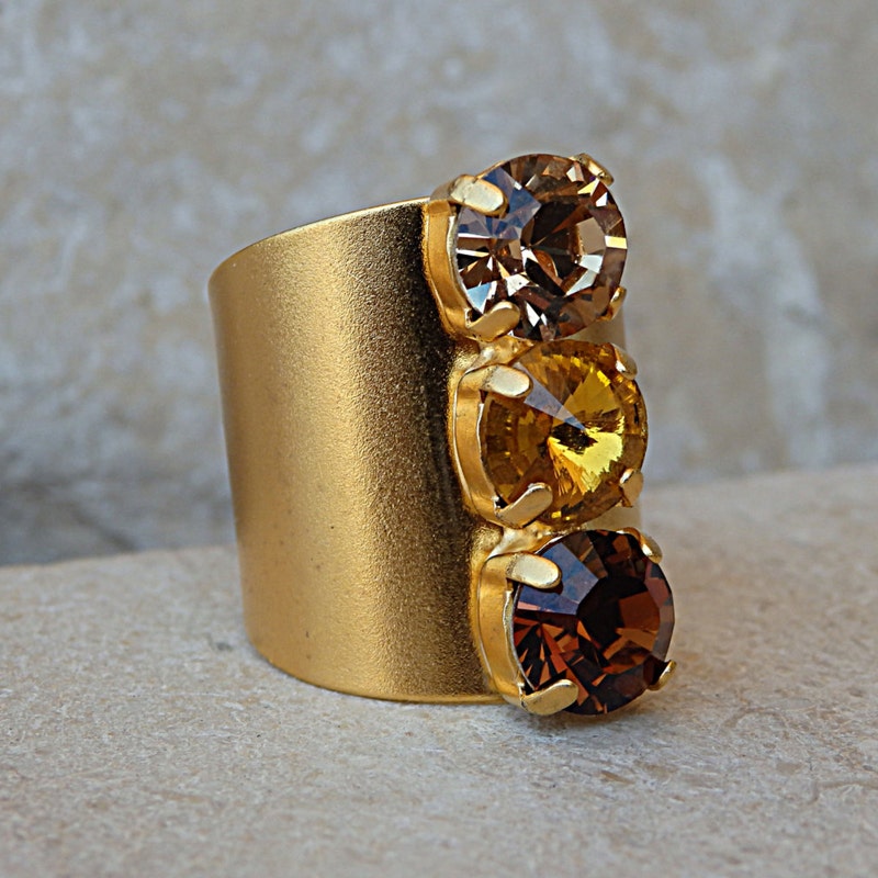 Triple Stone Ring - Etsy