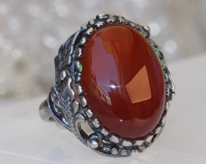 RED SIGNET RING, Men Ring, Maroon Ring, Red Carnelian Ring, Antique ...