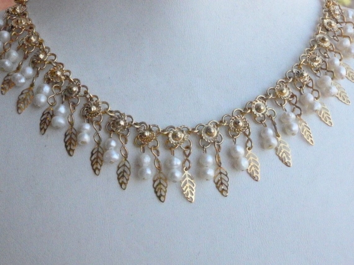 Wedding Pearl Necklace. Freshwater Fringes Pearl Jewelry. Bridal ...