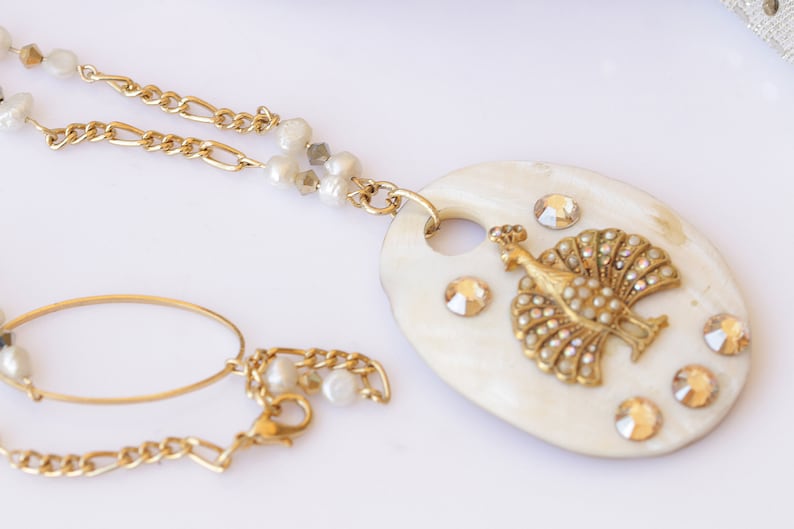 GOLD PEACOCK NECKLACE, Necklace, Christmas Gift, Seashell Necklace ...
