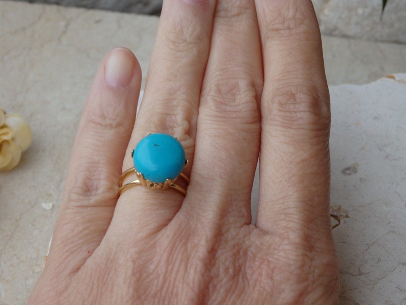 Turquoise Ring. Gold Plated Ring With Gemstone. Genuine Turquoise ...
