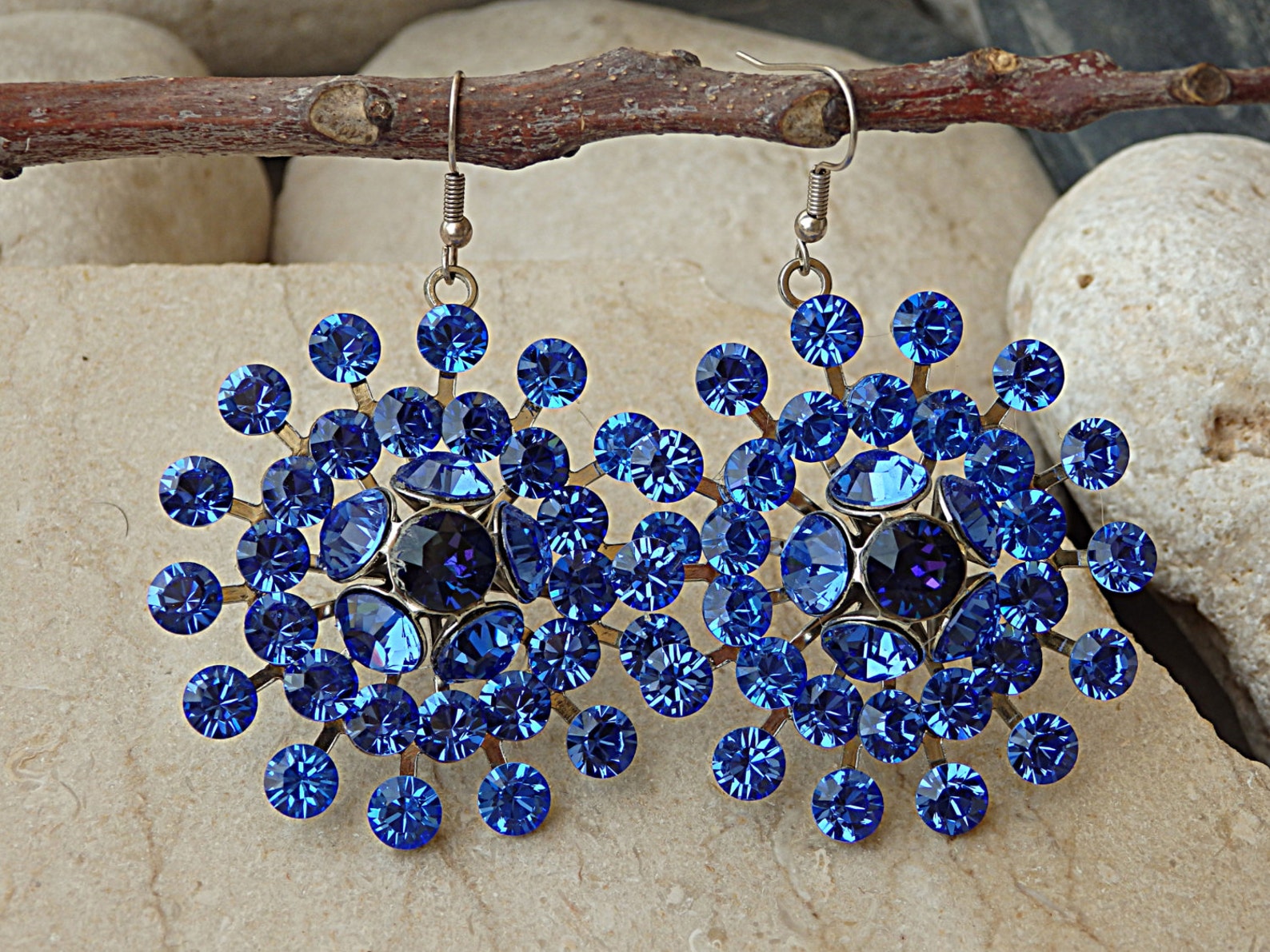 Evening crystal bright blue earrings Bridesmaid gifts Royal | Etsy