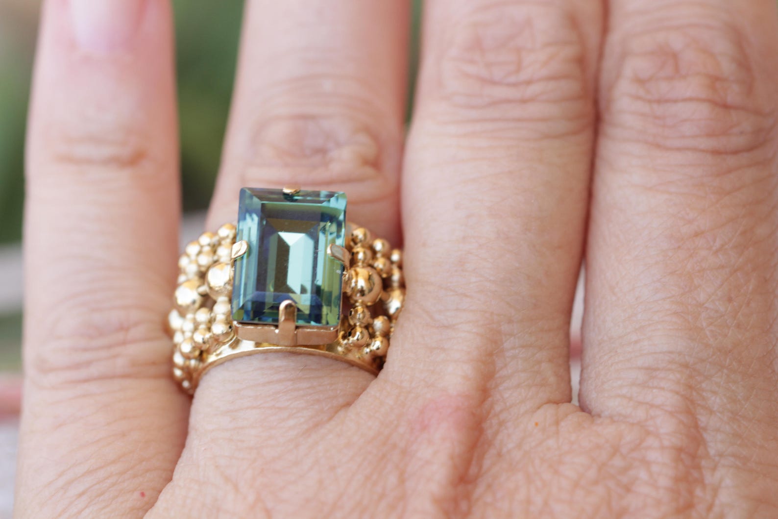 EMERALD CRYSTAL RING Art Deco Ring Big Stone Ring Rectangle - Etsy