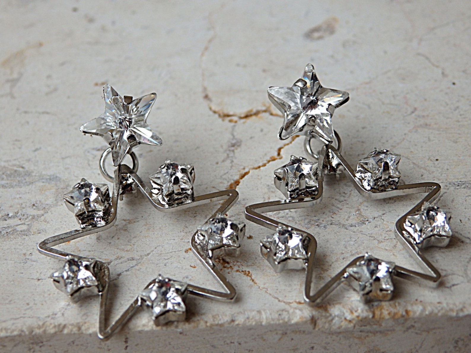 Star Shaped Earrings. Diamond Like. Bridal Earrings. Cool - Etsy