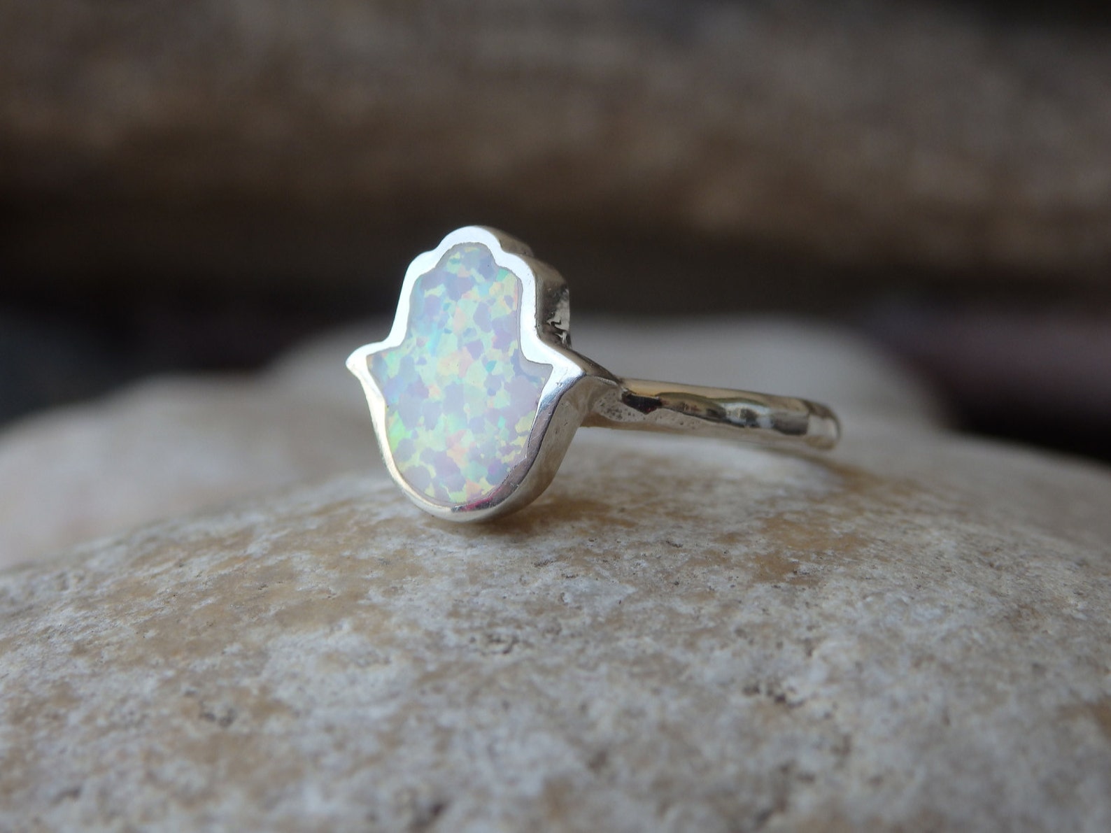 White Fire Opal Hamsa Ring 925 Sterling Silver Hamsa Ring - Etsy