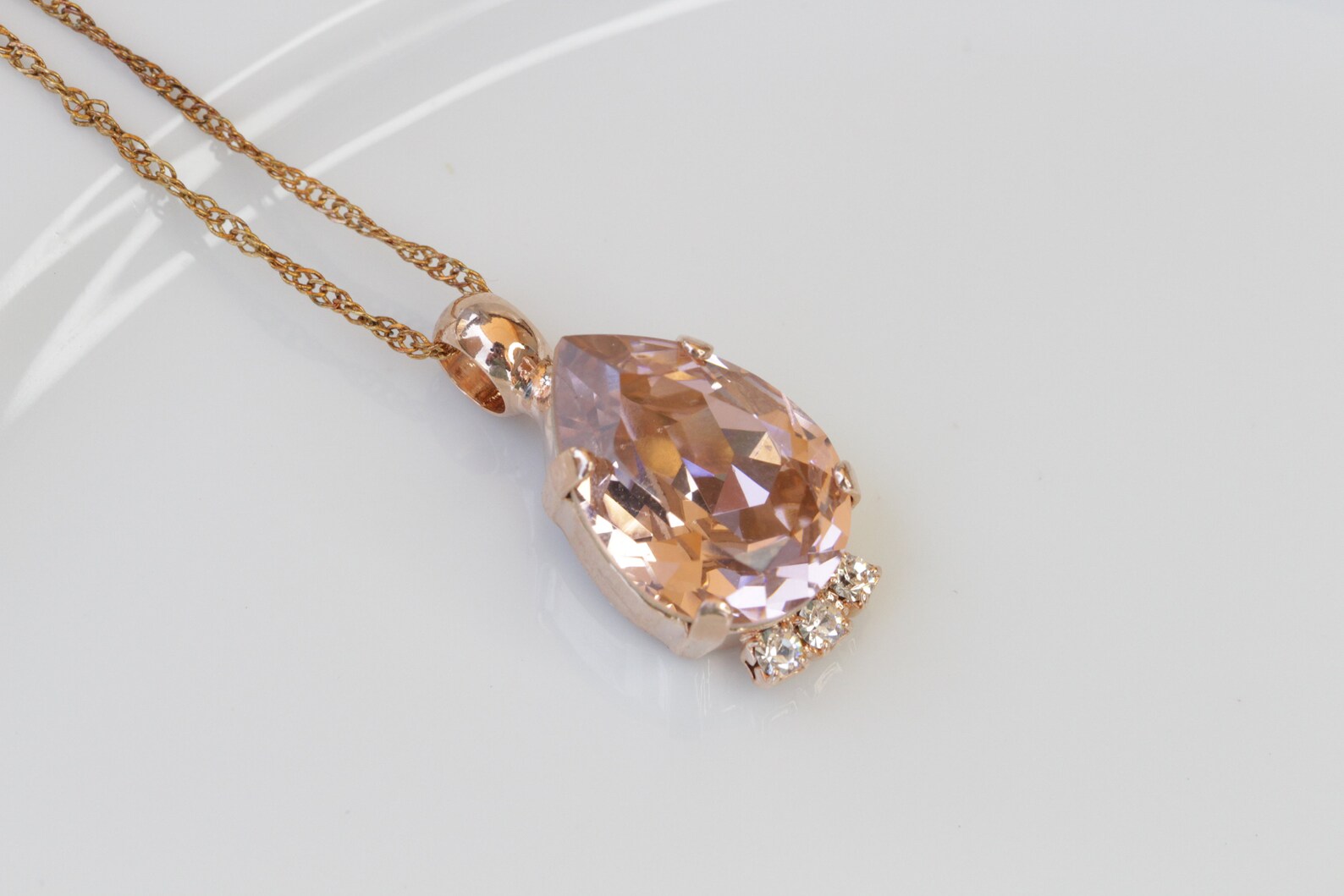 MORGANITE JEWELRY SET, Light Pink Necklace and Earrings, Wedding Blush ...