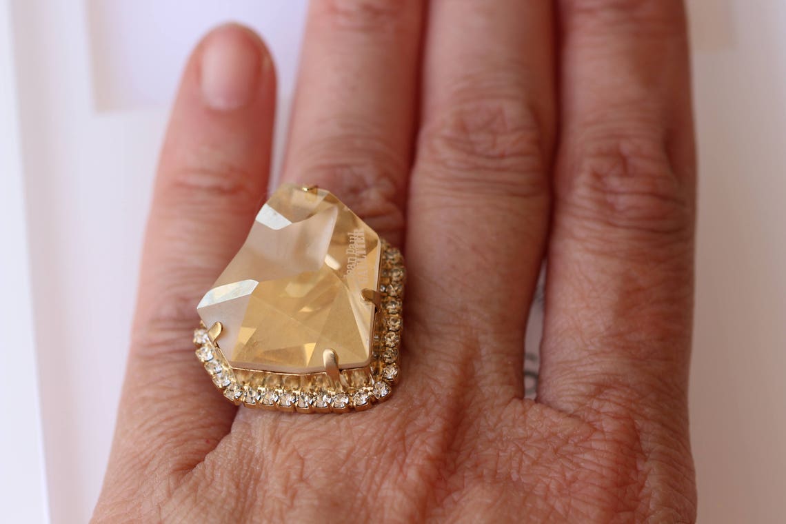 Champagne Cocktail Ring Unusual Ring Bridal Champagne Ring | Etsy