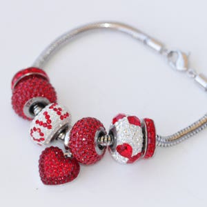 RED HEART BRACELET, Red Ruby Crystal Bracelet, Crystals Red Bracelet ...
