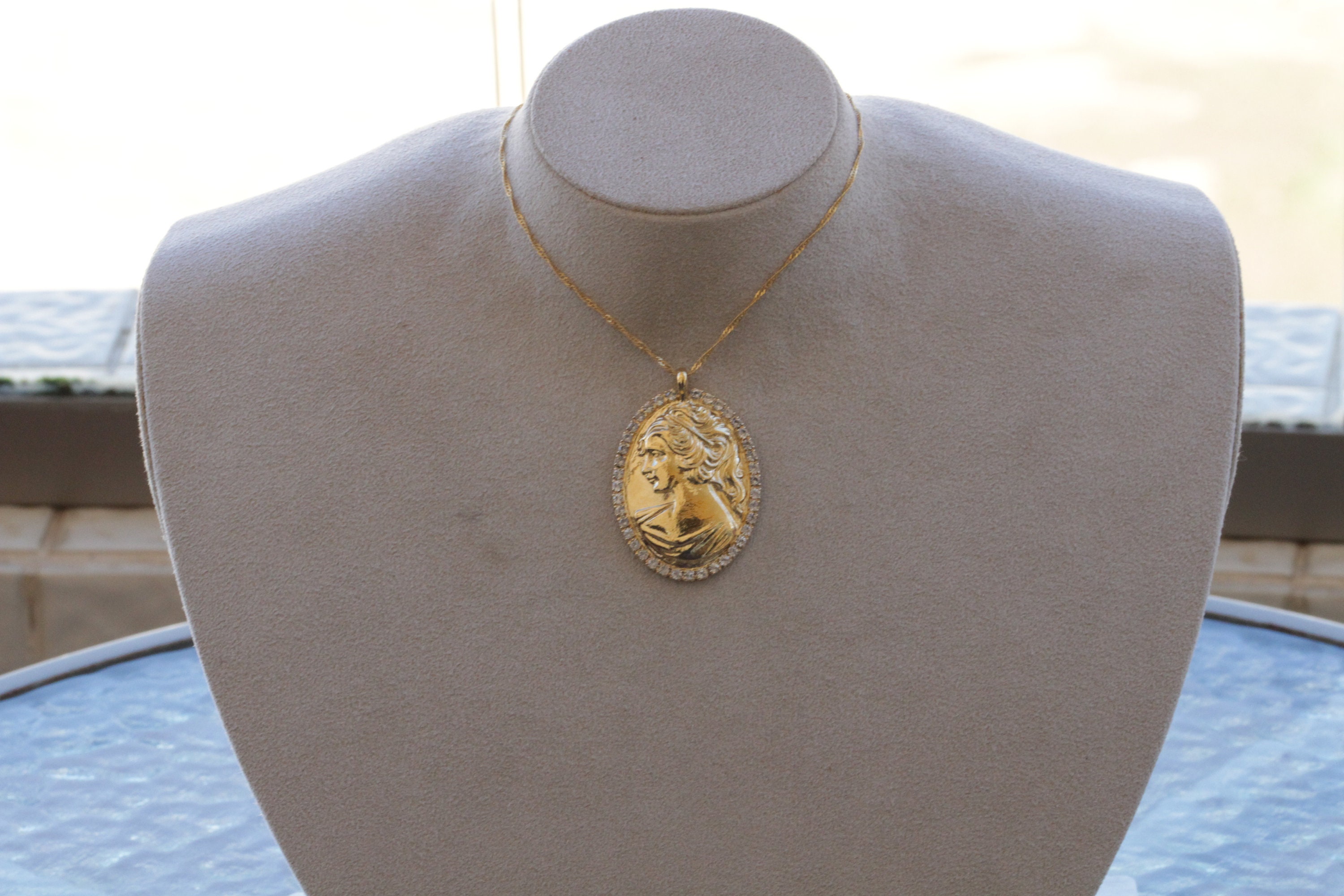 SILVER CAMEO NECKLACE Big Cameo Necklace Cameo Pendant - Etsy UK