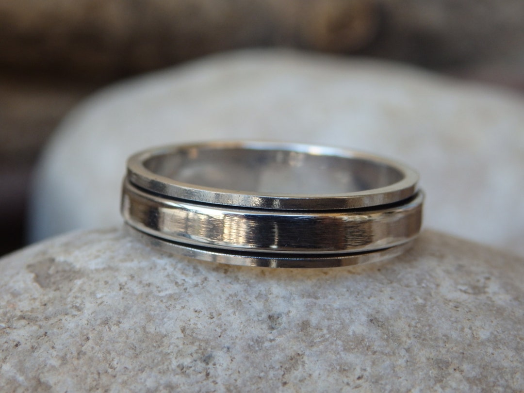 Wedding Spinner Ring. Sterling Silver Band Spinner Ring. Fidget Ring ...