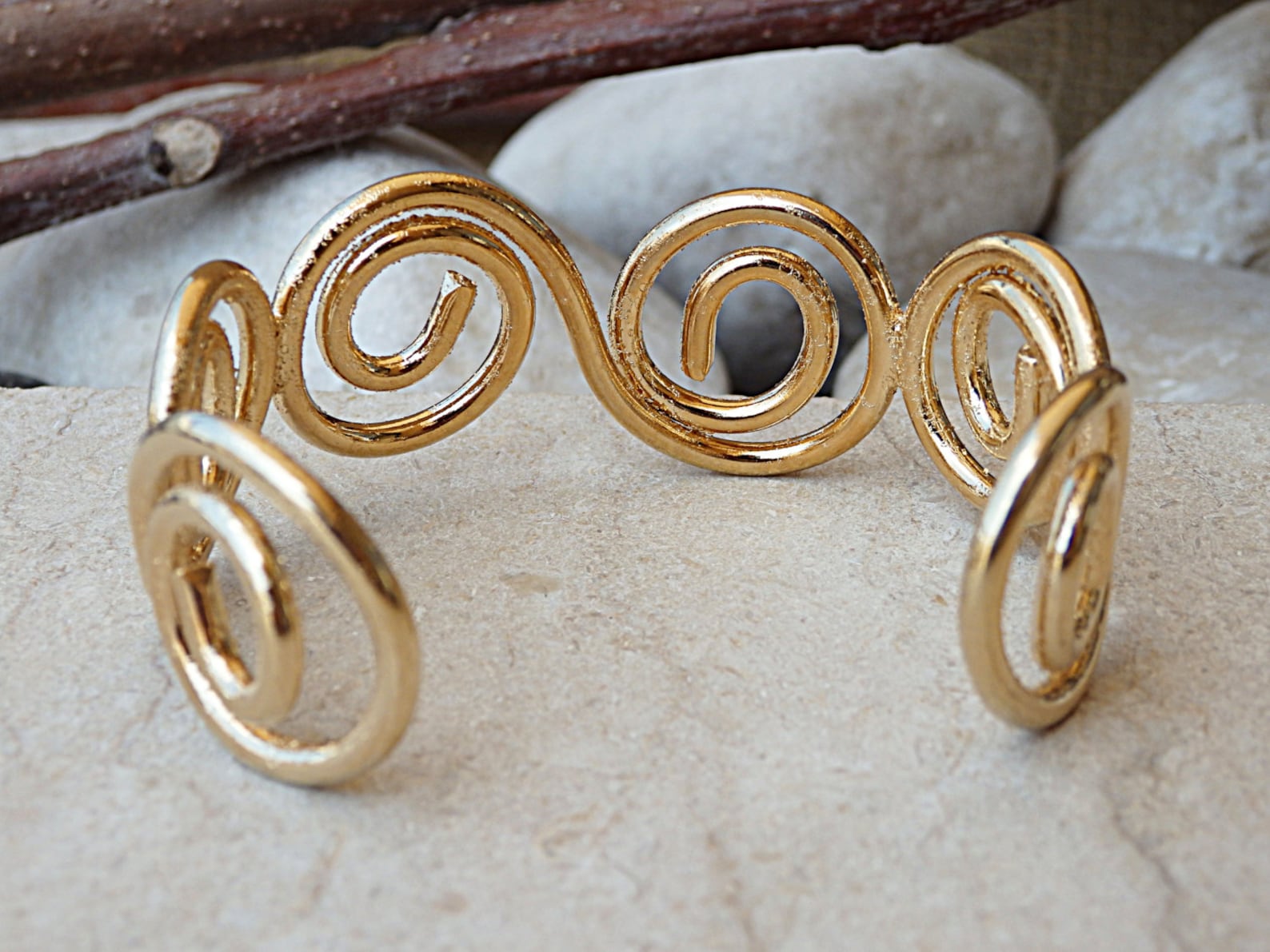 Gold Plated Open Bracelet Gold Spiral Bracelet Wire Open - Etsy