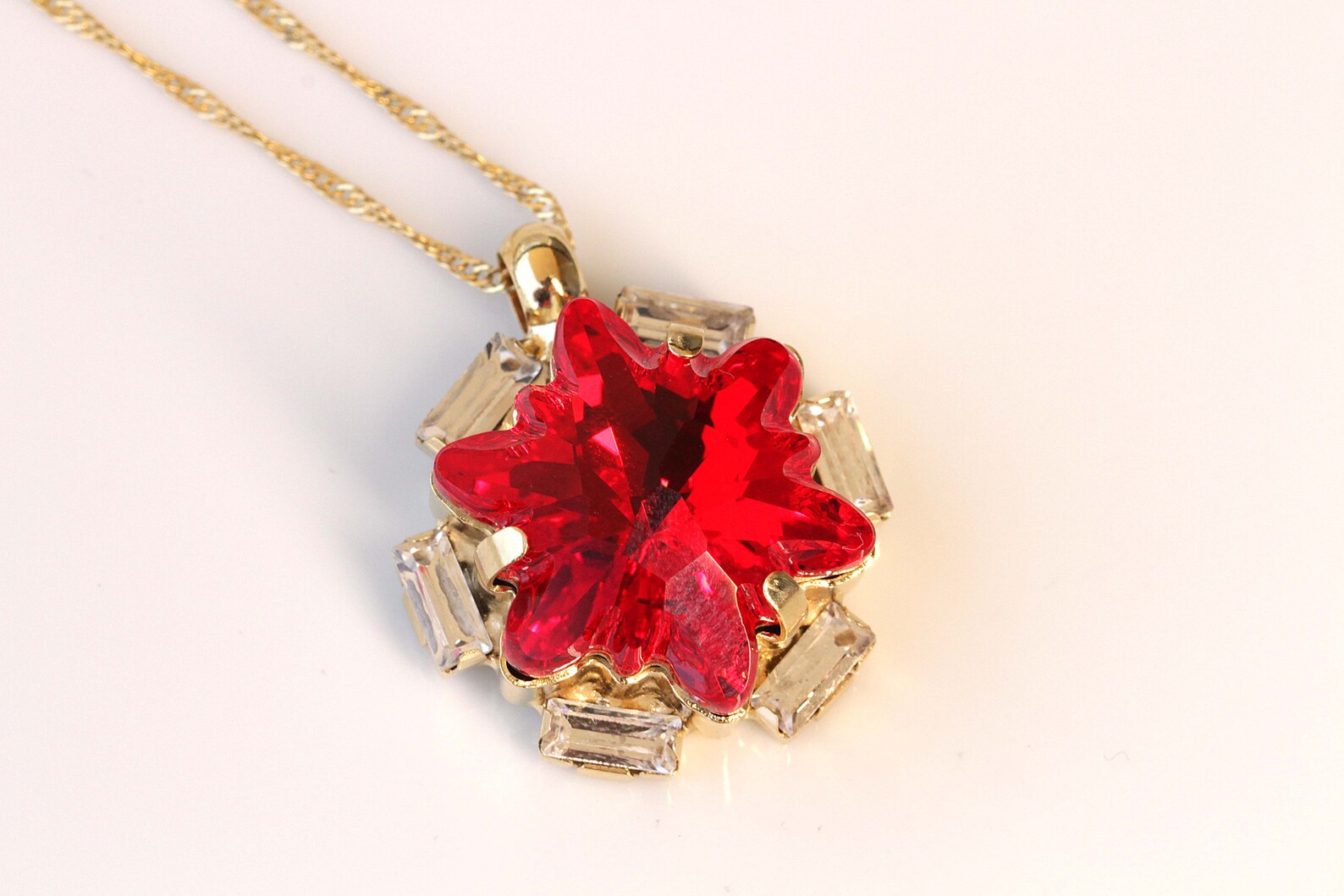 Ruby Red Crystal Necklace, Valentine's Day Gift for Wife, Star Pendant ...