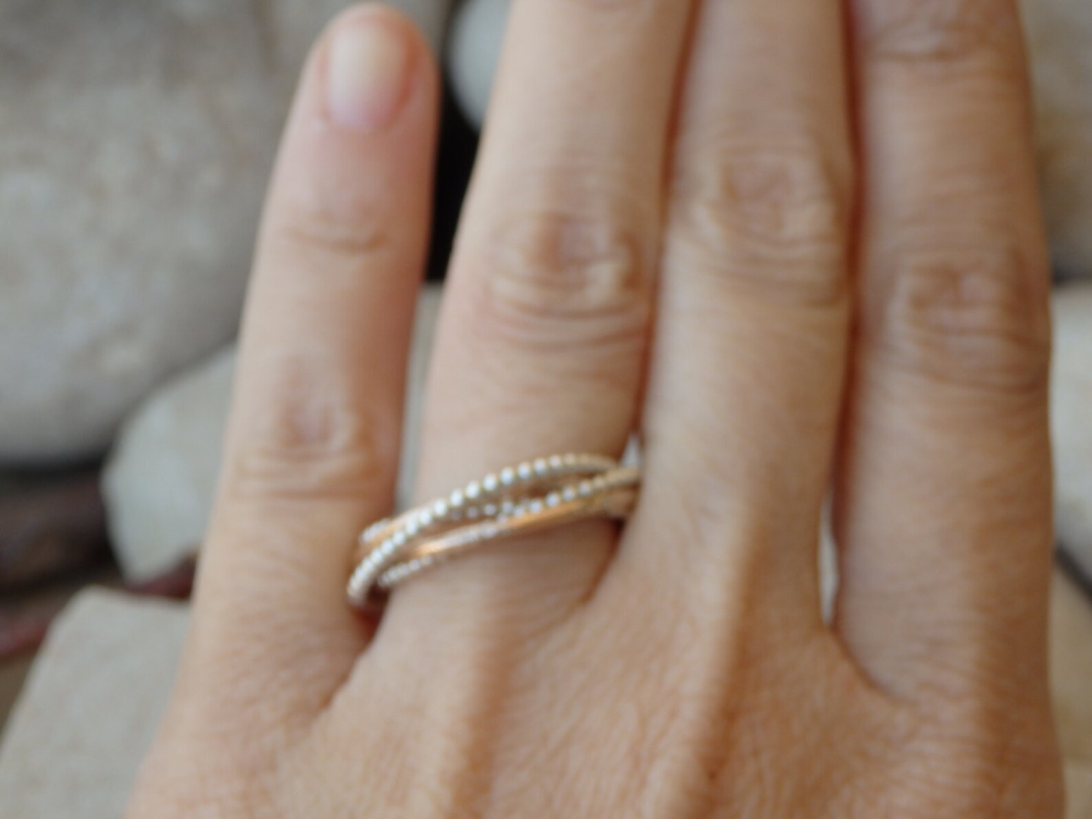 Eternity Ball and Plain Ring Two Tone Multi Band Ring | Etsy