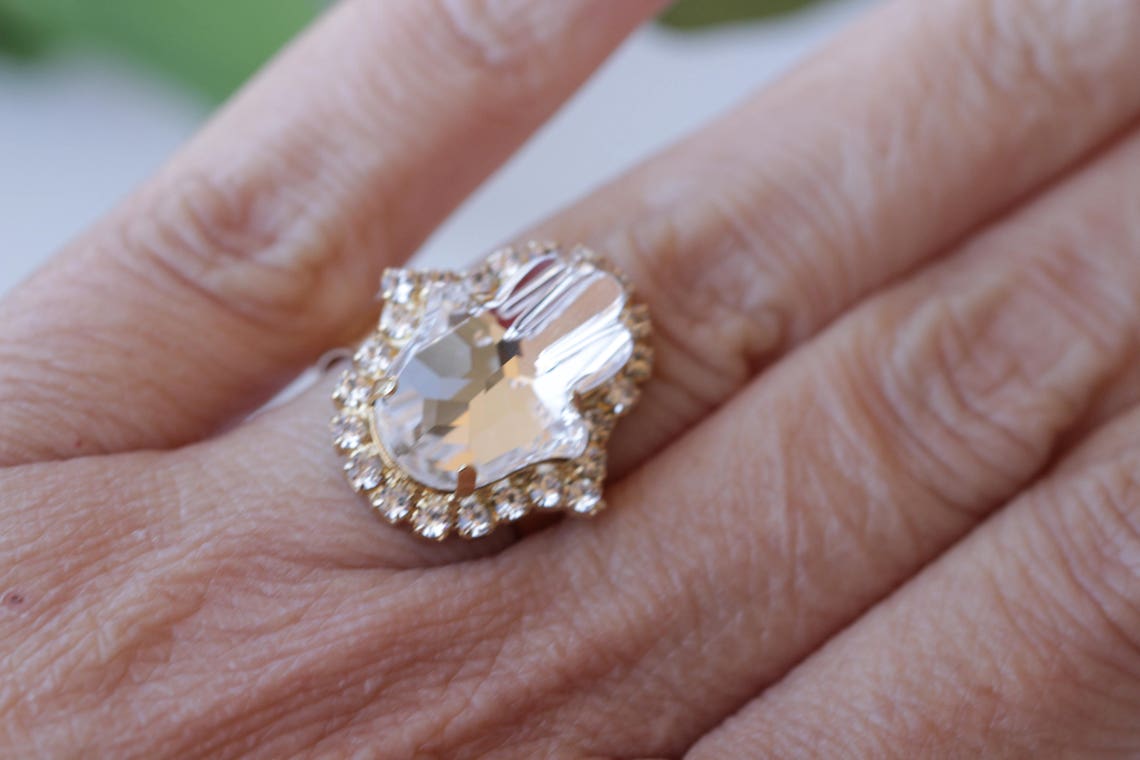 WHITE HAMSA RING Hand of God Ring Adjustable Ring Hamsa | Etsy