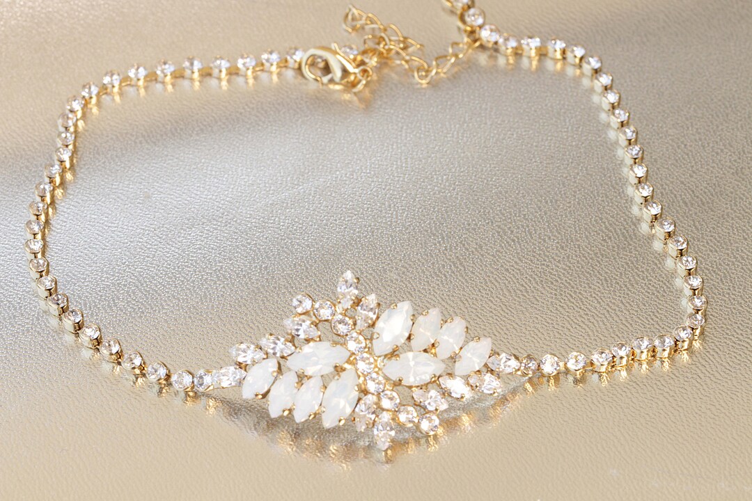 Opal Bridal Collar Necklace: Crystal Wedding Jewelry Set - Etsy