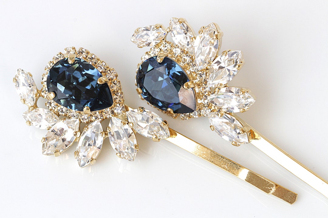 NAVY Blue BOBBY PINS, Bridal Bobby Pin, Wedding Dark Blue Hair Pins ...