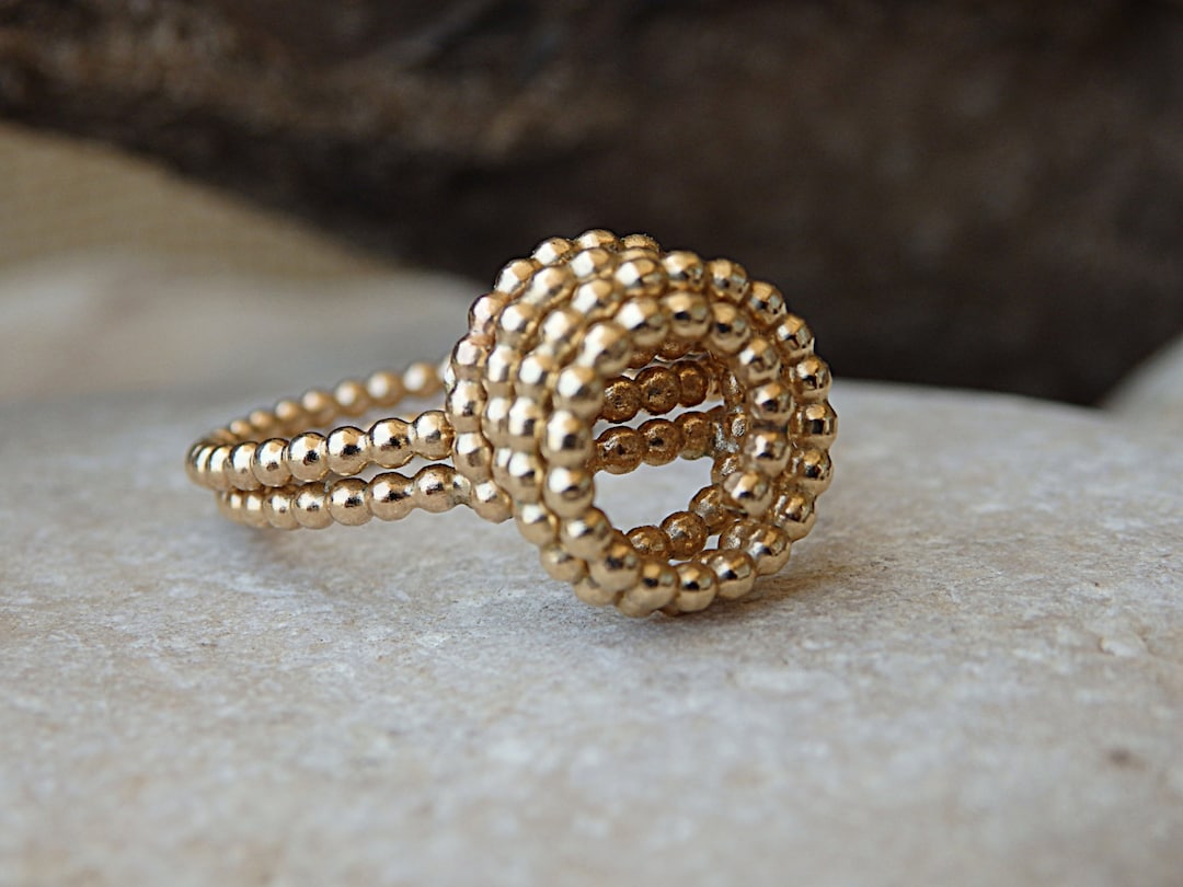 Wrap Ball Ring, Wrapped Multi Band Ring, Gold Double Band Ring, 14K ...