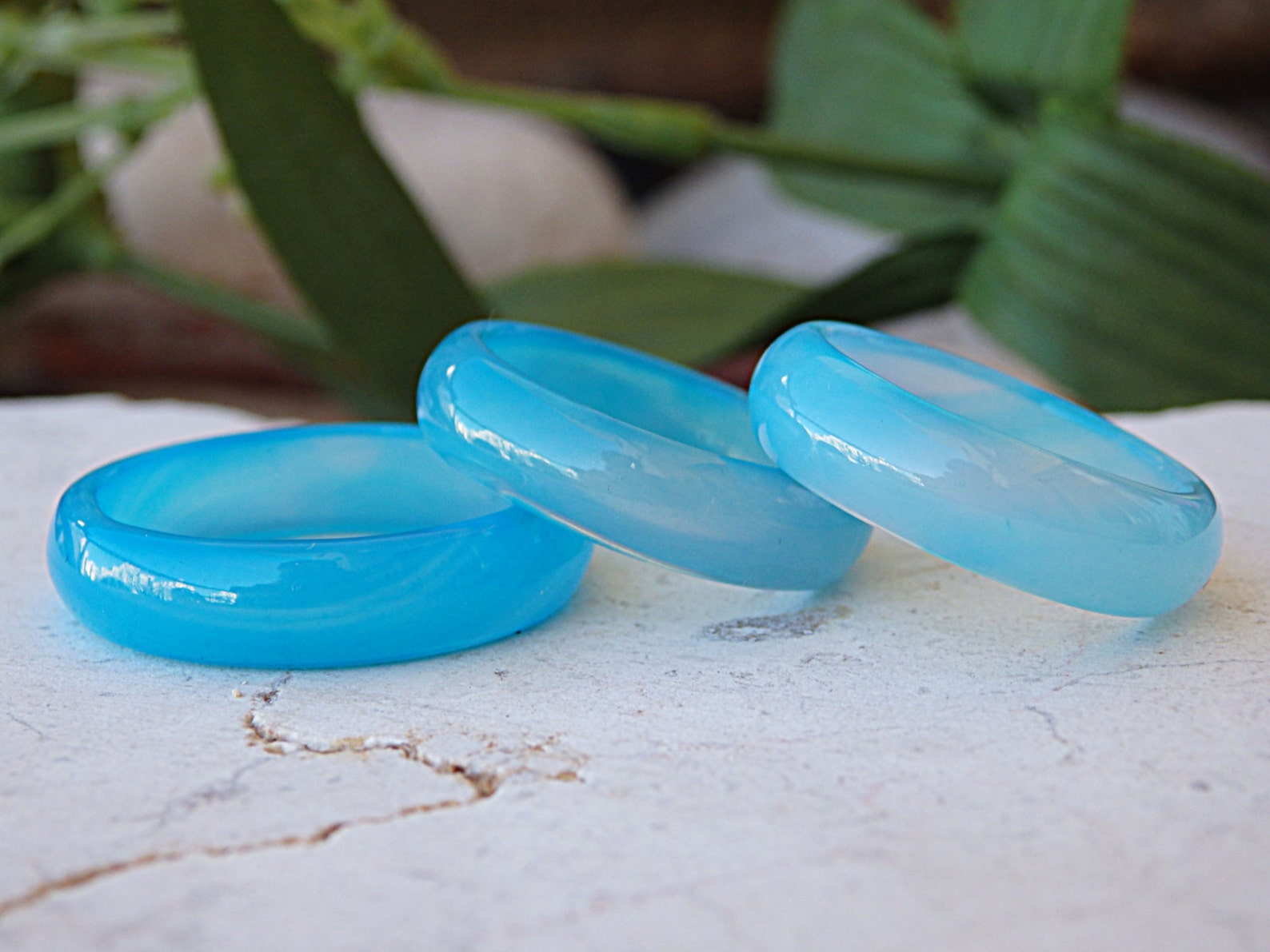 Blue Agate Banded Ring. Agate Stone Band Ring Stacking Rings - Etsy