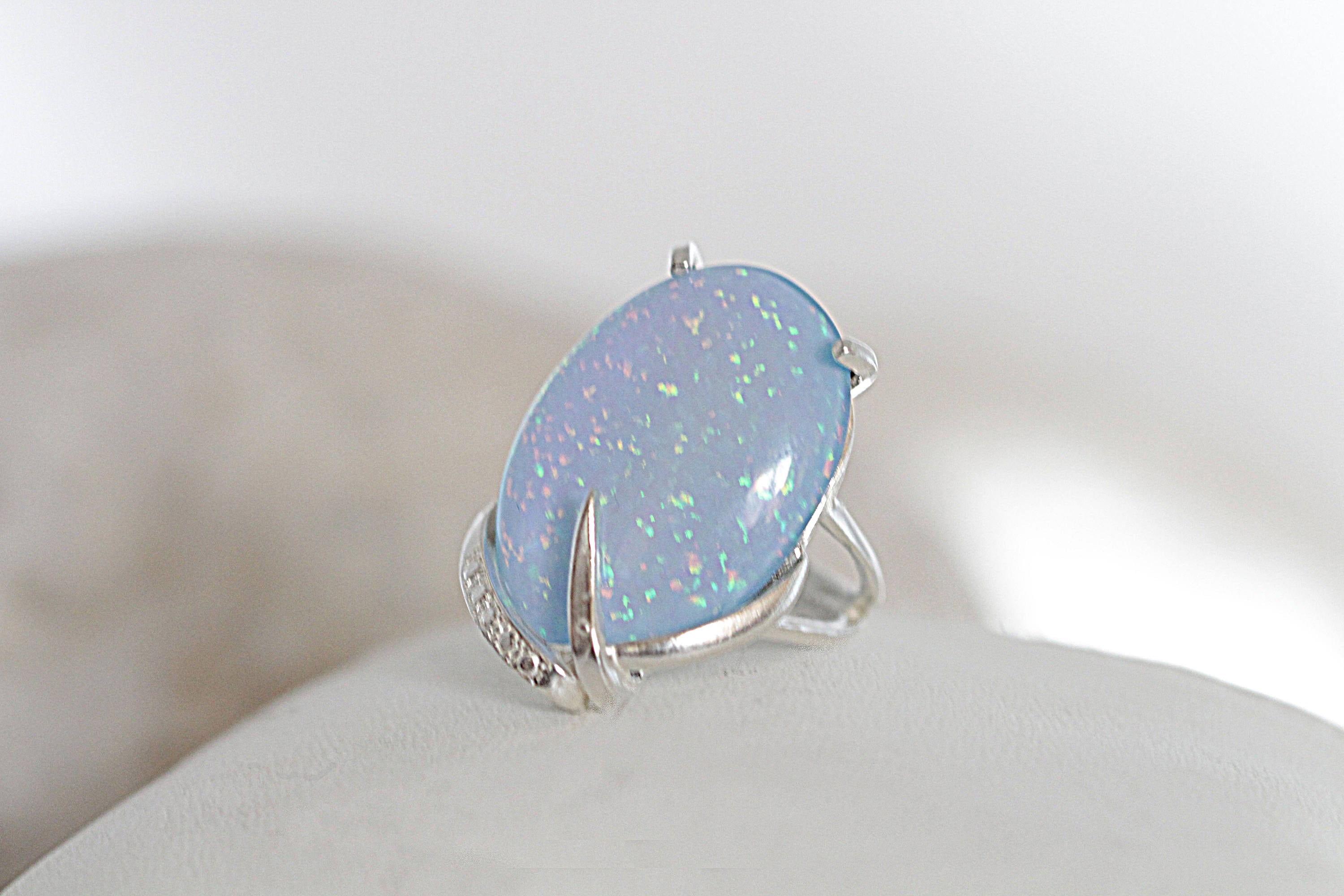Light Blue Ring Ice Blue Opal Ring Womens Opal Ring Baby - Etsy UK