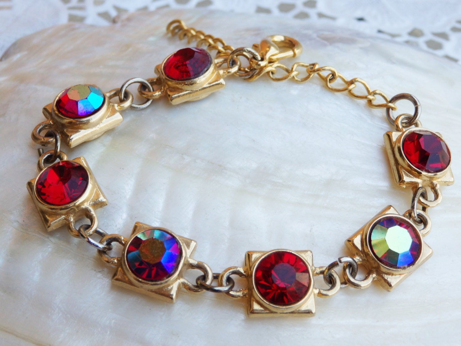 Bridal Braceletruby Crystal Bracelet Bridesmaid Gift Tennis - Etsy