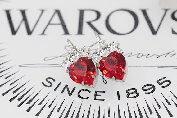 RED HEART EARRINGS Valentines Day Heart Shaped Earring Ruby | Etsy