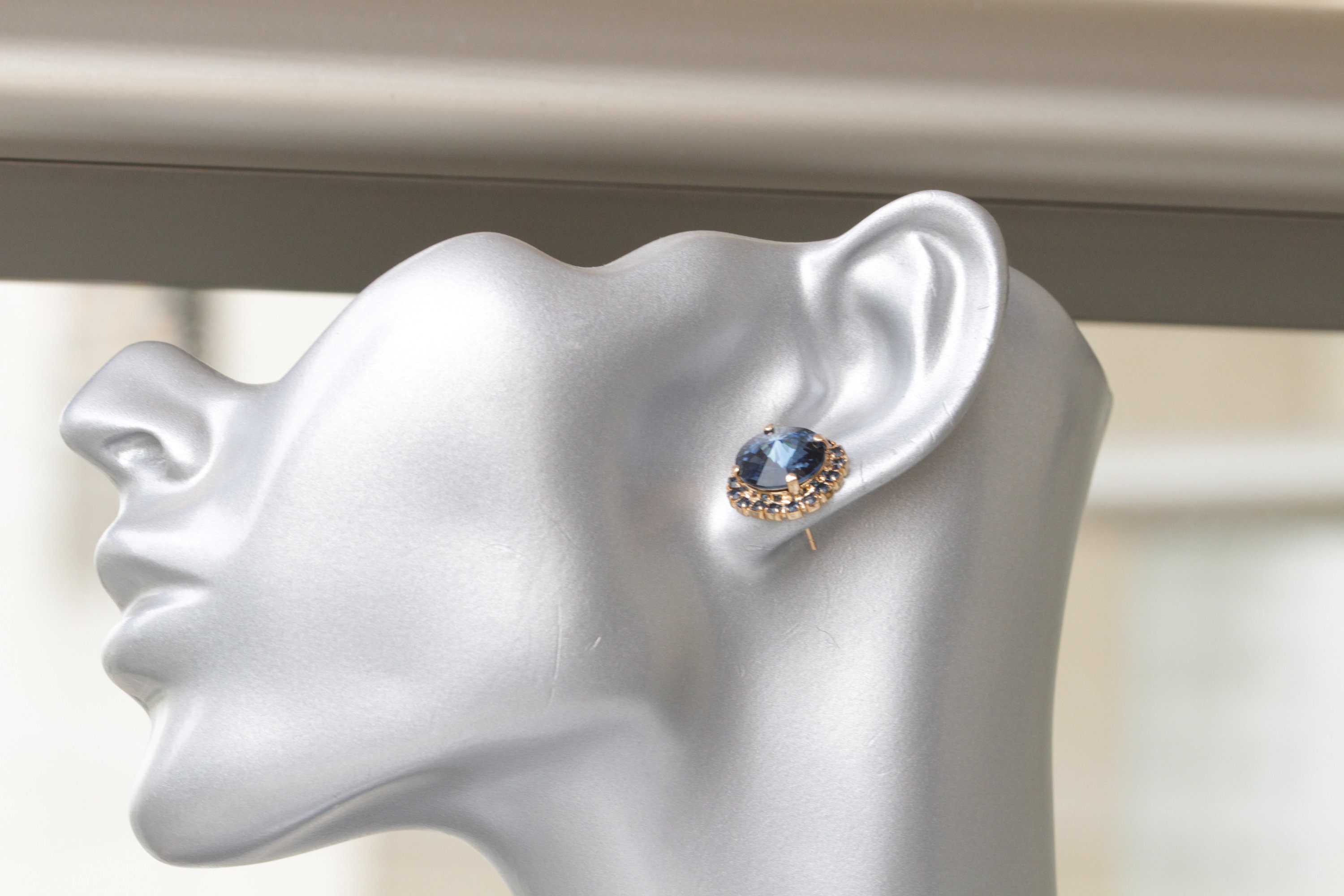 BLUE NAVY Clip on EARRINGS Stud Earrings Dark Blue - Etsy UK