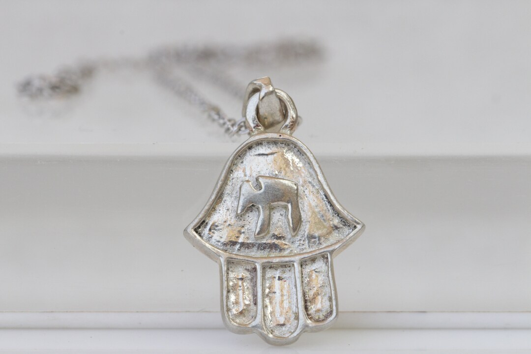Sterling Silver Chai Hamsa Pendant Necklace, Jewish Jewelry - Etsy