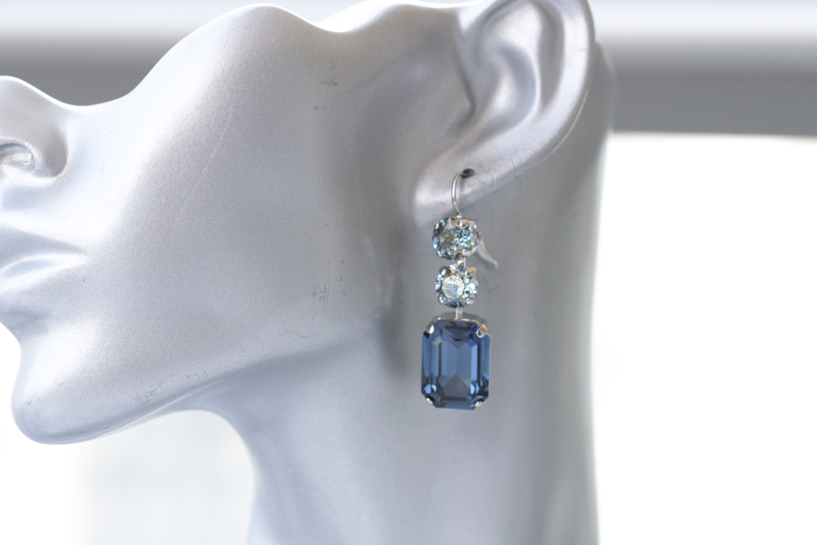 Montana Blue Crystal Drop Earrings: Bridal Chandelier Dangle - Etsy