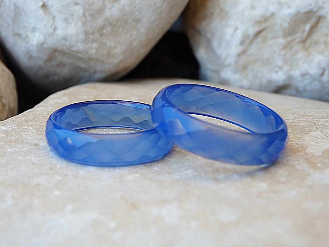 Blue Agate Band Ring. Agate Stone Band Ring, Stacking Rings,royal Blue ...