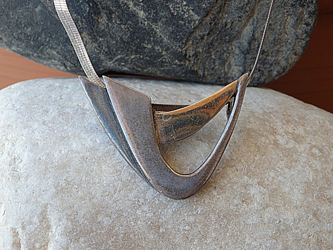 Silver and Gold Necklace. Mixed Metal Necklace. Silver Sterling 925 and ...