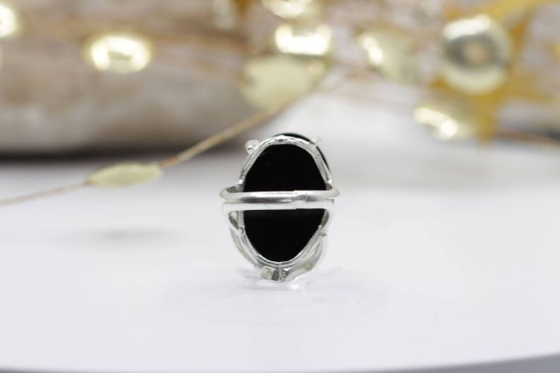 Black Ring, Onyx Silver Ring, Flat Top Ring, Large Size Ring, Onyx ...