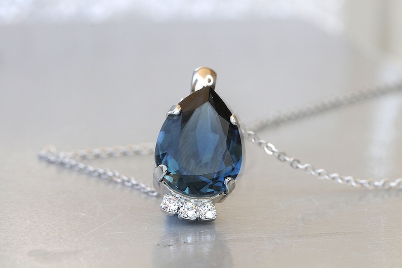Conjunto de joyería AZUL MARINO colgante de lágrima azul - Etsy España