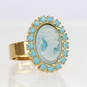 BLUE CAMEO RING, Oval Cameo Earrings, Victorian Ring,romantic Vintage ...