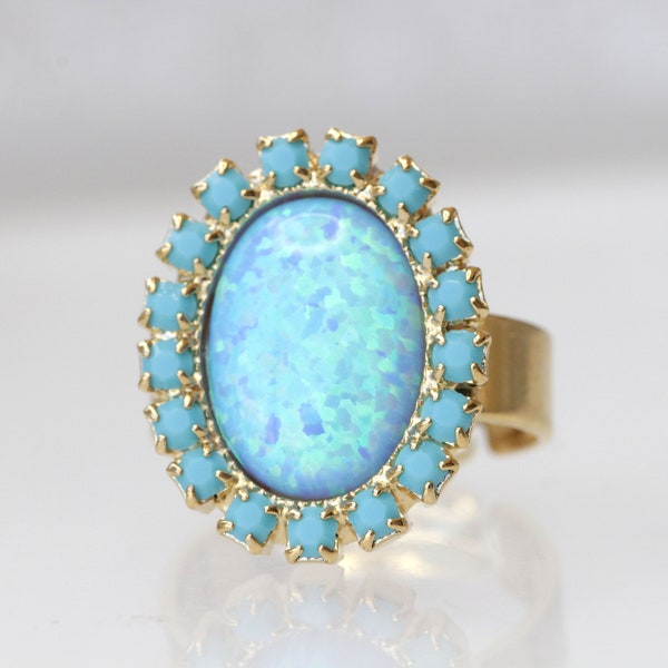 Blue Opal Ring - Etsy