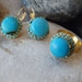 Gold Turquoise Drop Earrings, December Birthstone, Blue Gemstone ...