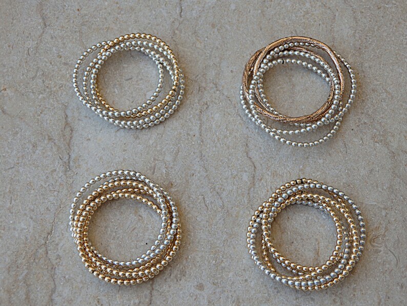 Eternity Ball and Plain Ring Two Tone Multi Band Ring | Etsy