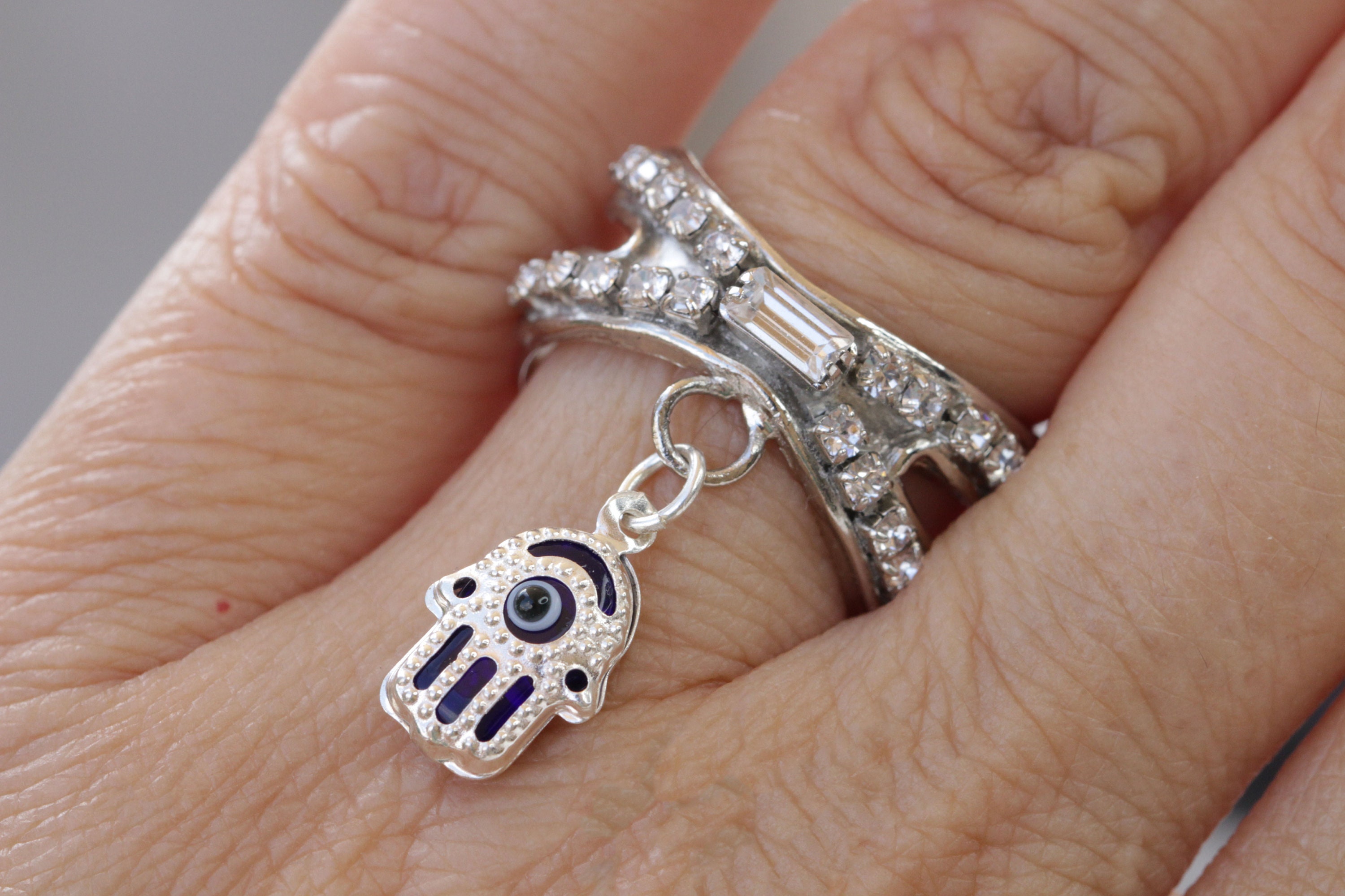 Silver Hamsa Ring 925 Sterling Silver Hamsa Ring Evil Eye - Etsy UK
