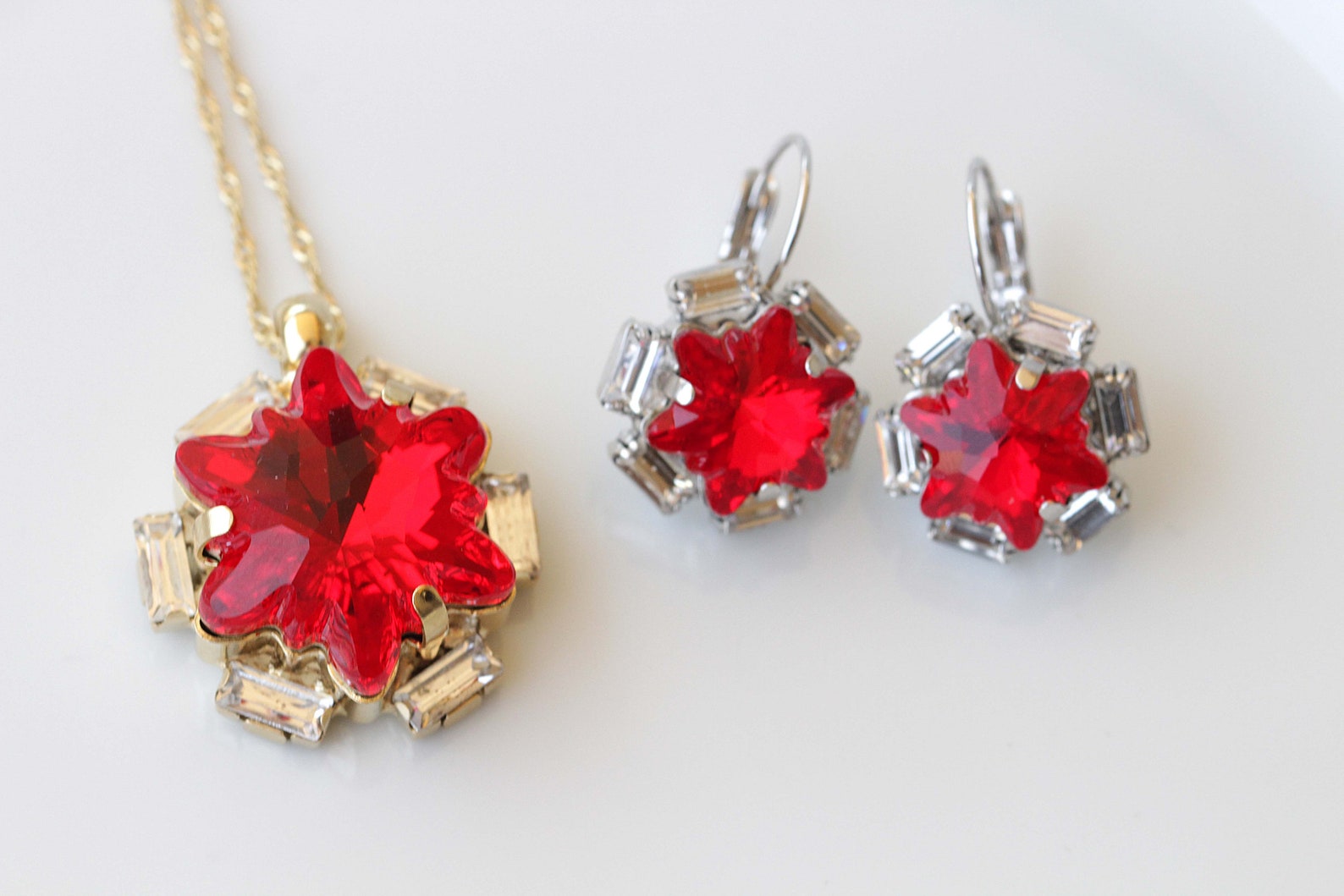 Ruby Red Crystal Necklace, Valentine's Day Gift for Wife, Star Pendant ...