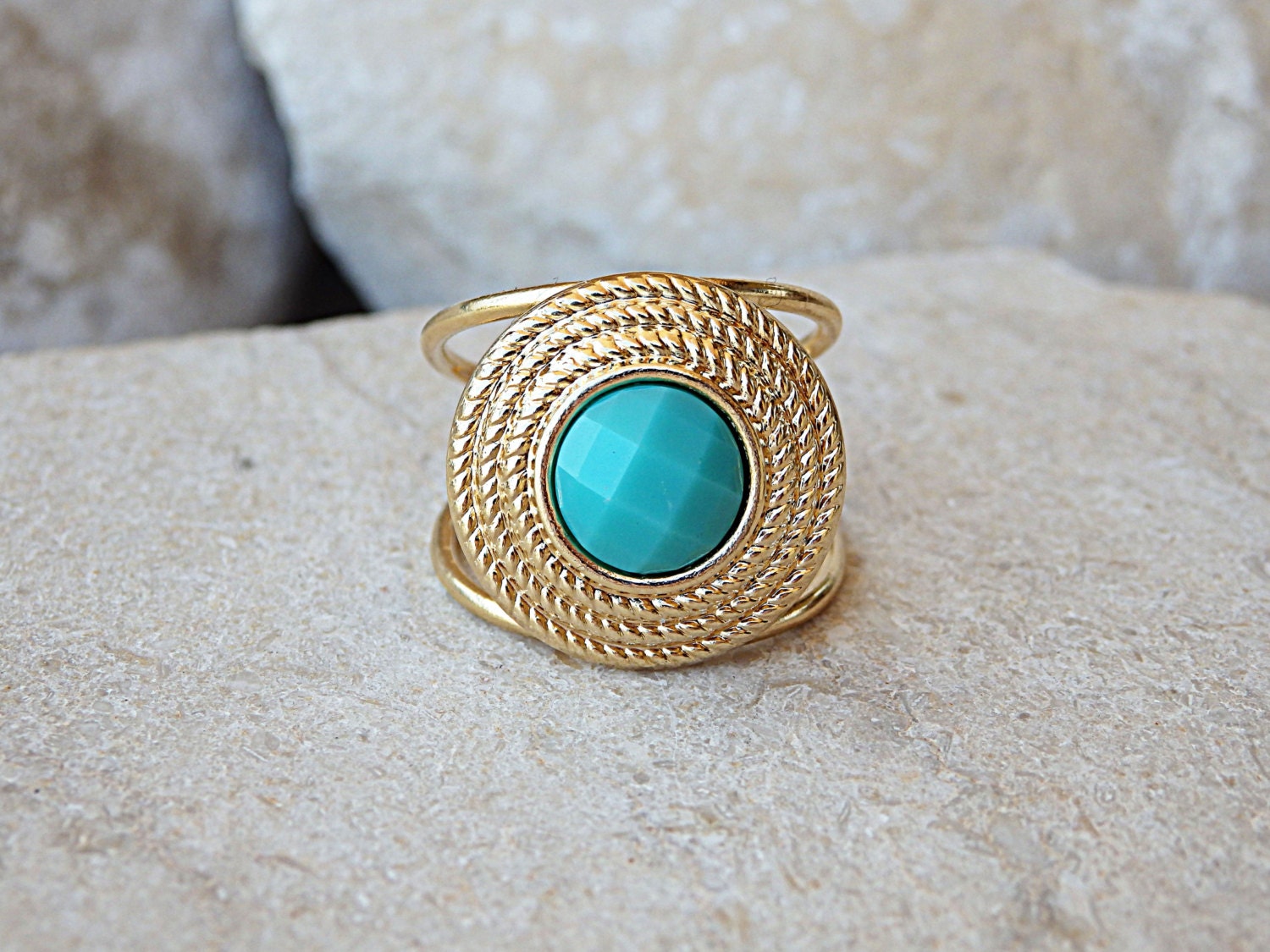 Blue Crystal ring. Turquoise gold Filled ring. Bridal unique | Etsy